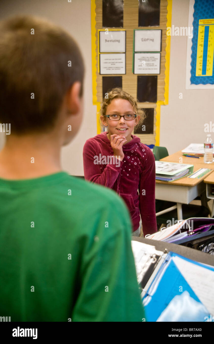 An unprepared middle school student seems unsure of herself during a ...