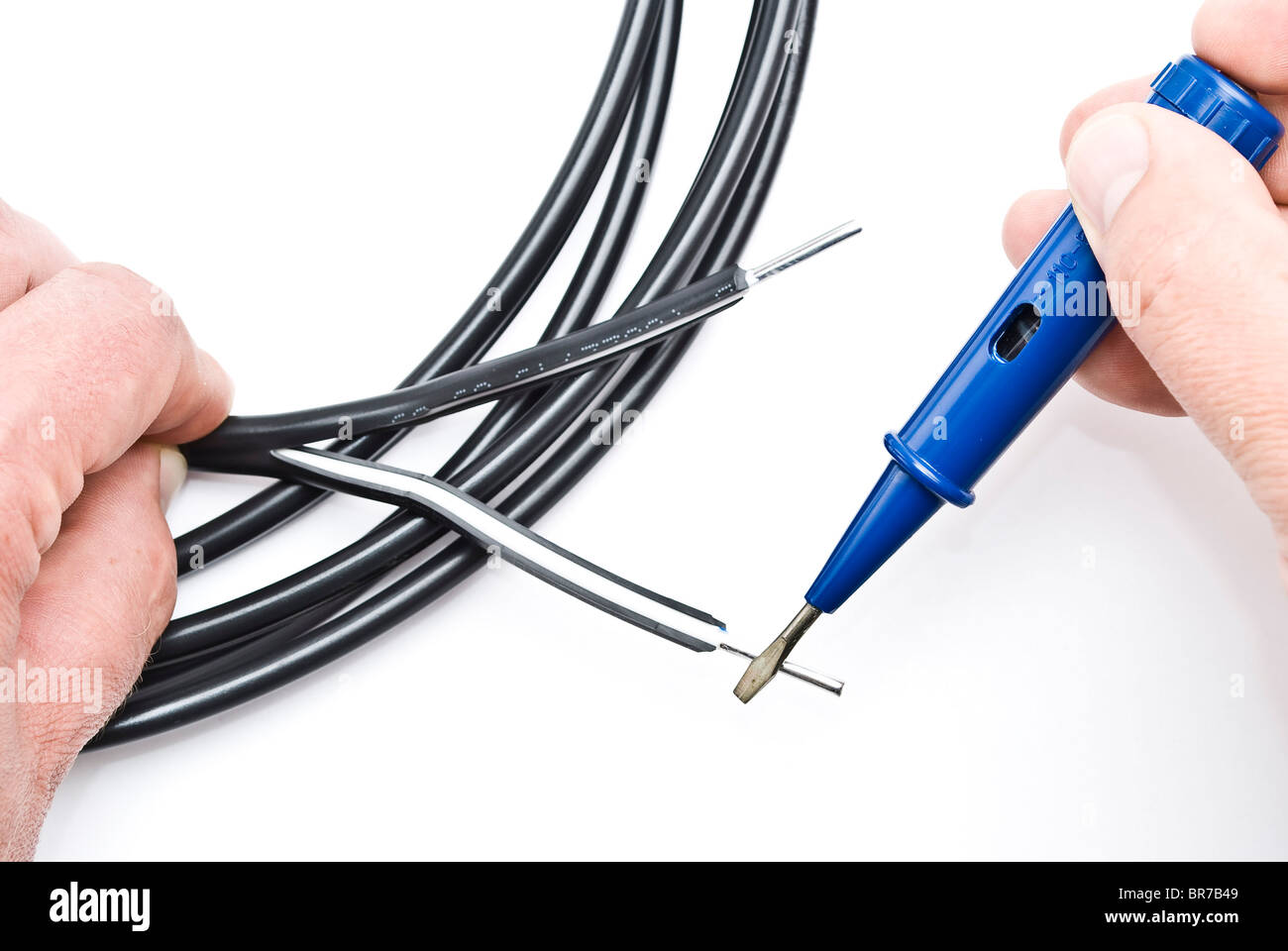Testing the voltage coming out of wires Stock Photo - Alamy