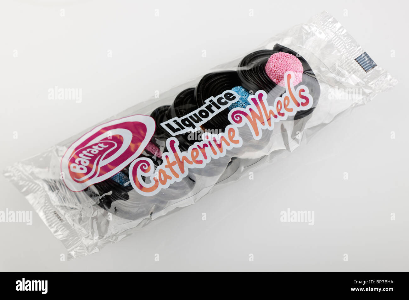 Clear cellophane packet of Barratt liquorice catherine wheels Stock ...
