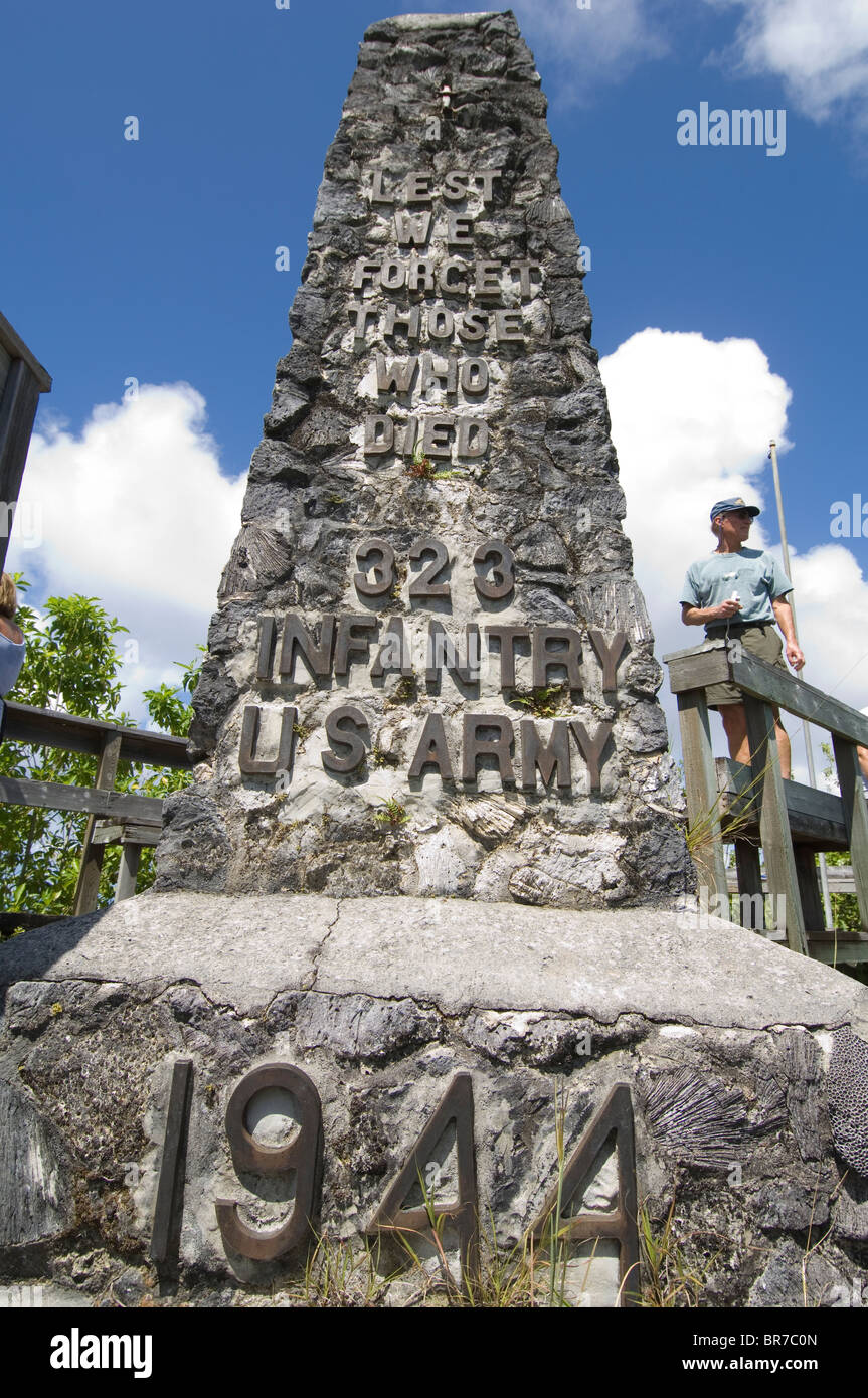 US World War II memorial at bloody nose ridge on Peleliu island Palau ...
