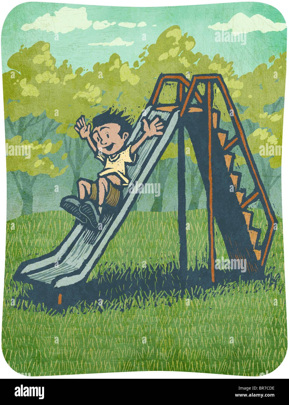 Children sliding down a slide hi-res stock photography and images - Alamy