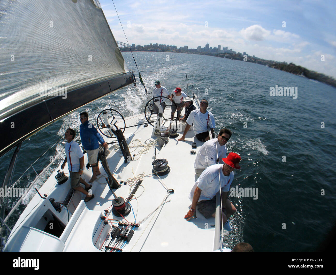 Onboard a racing yacht Stock Photo - Alamy