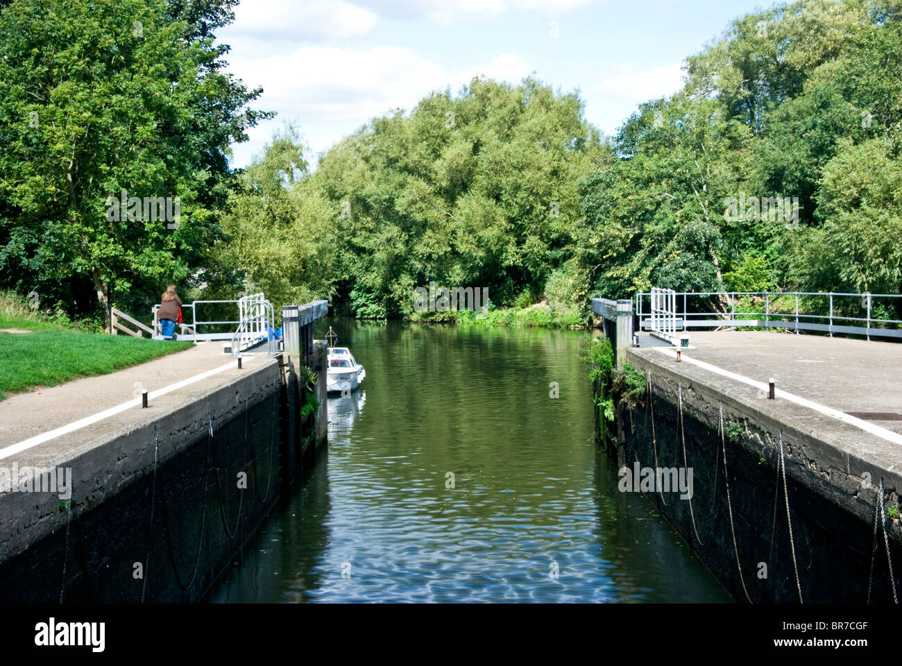 River with open lock gates Stock Photo - Alamy