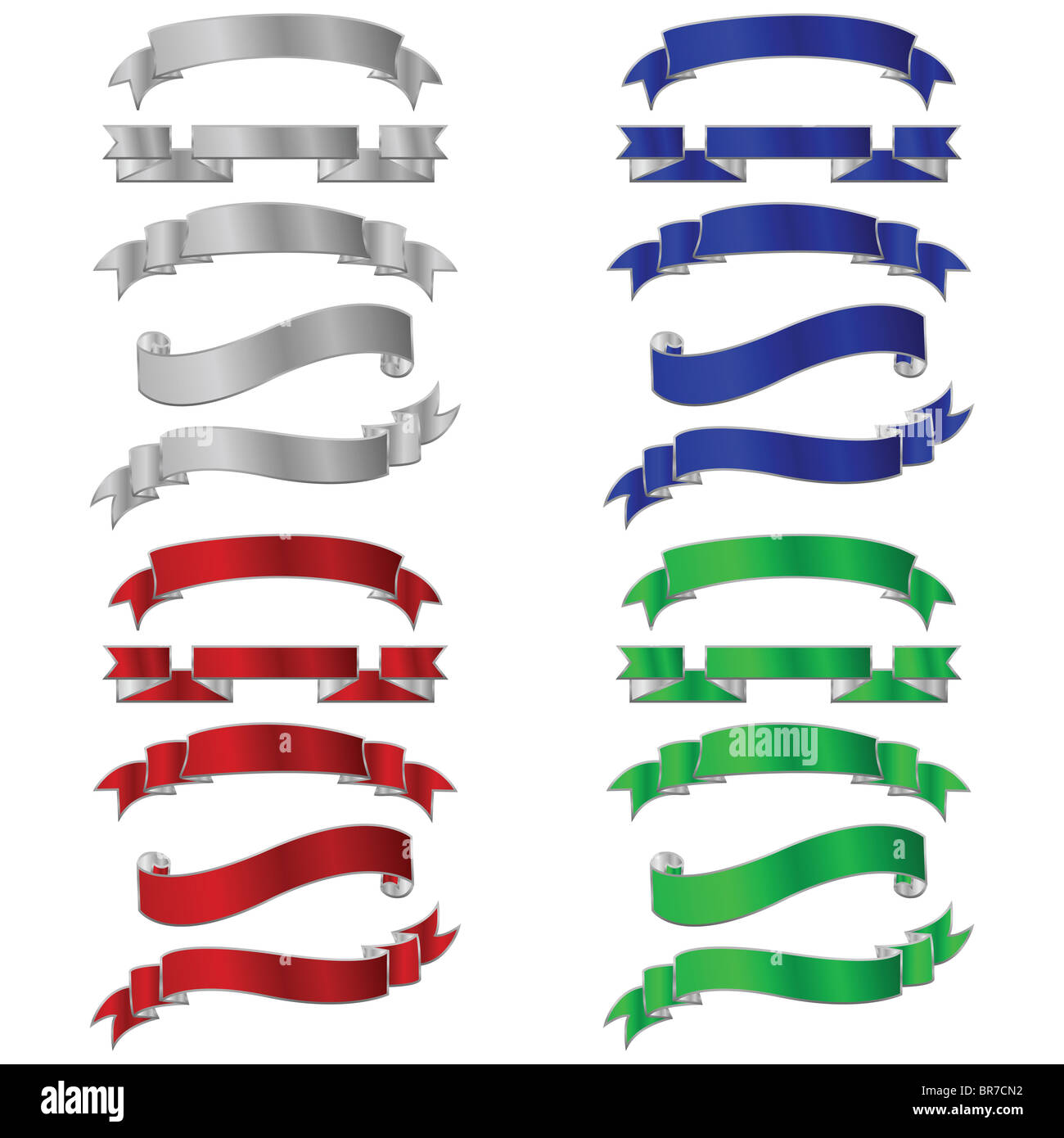 Set of five different colored metallic banners Stock Photo - Alamy