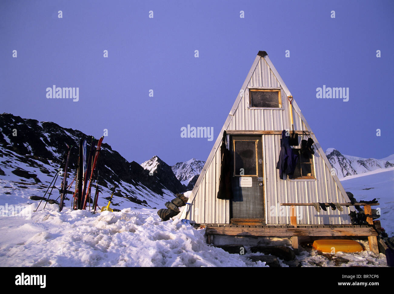 A frame backcountry hut in Alaska Stock Photo - Alamy
