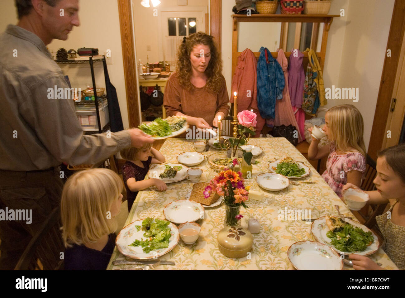 Family Eating Organic Stock Photo - Alamy