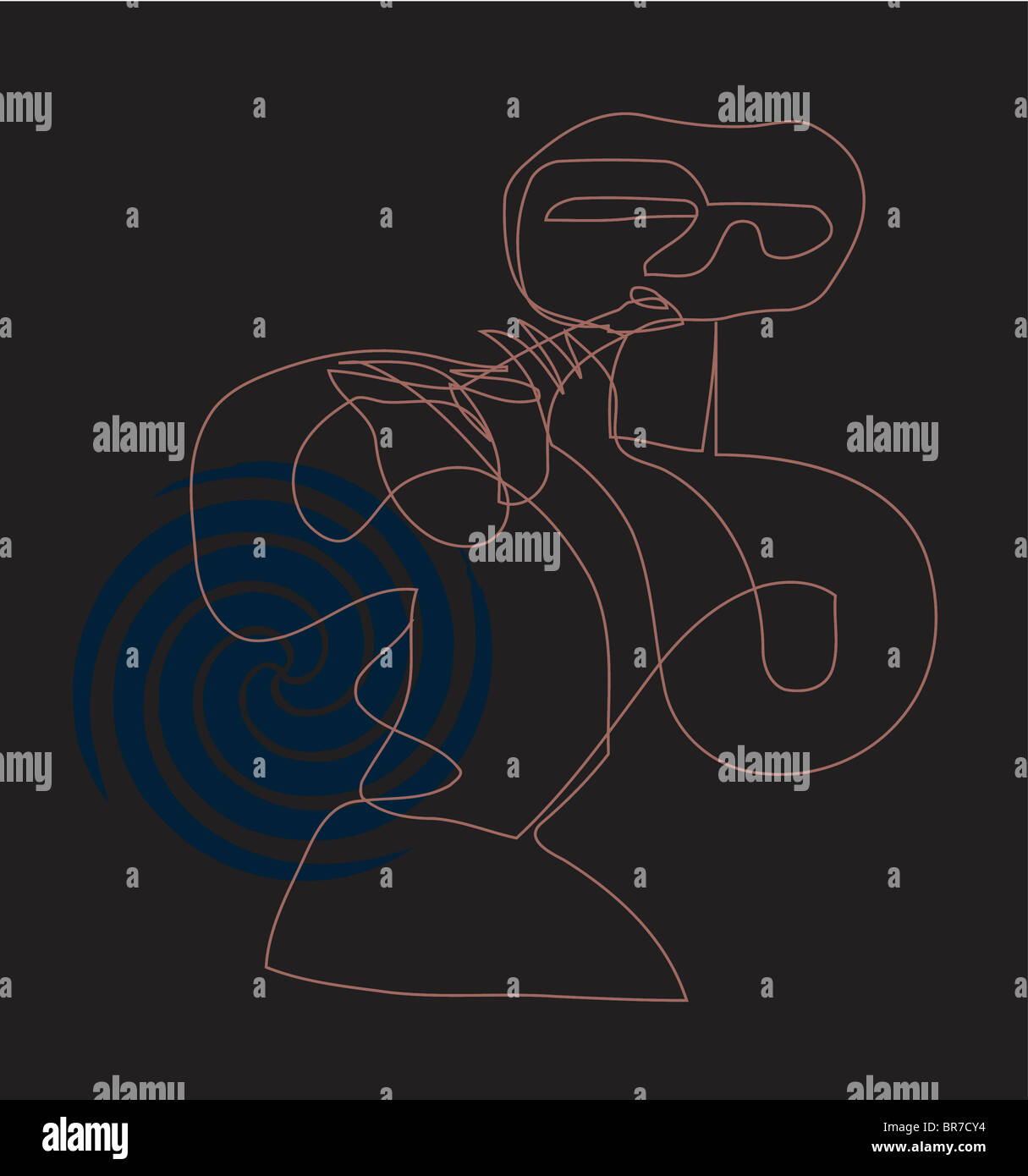 Line art trumpet player on black background Stock Photo - Alamy