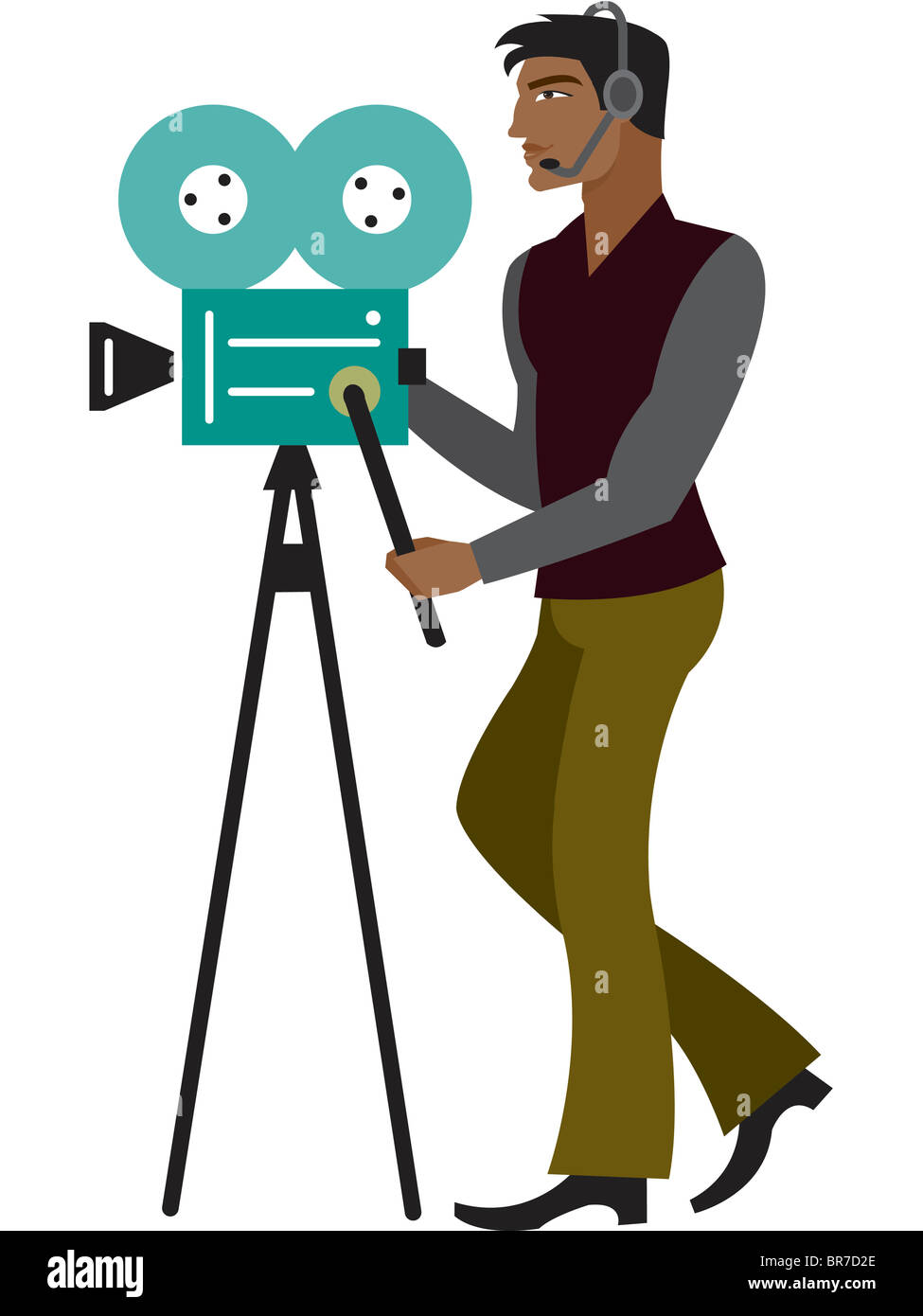 A camera man at work illustrated on a white background Stock Photo - Alamy