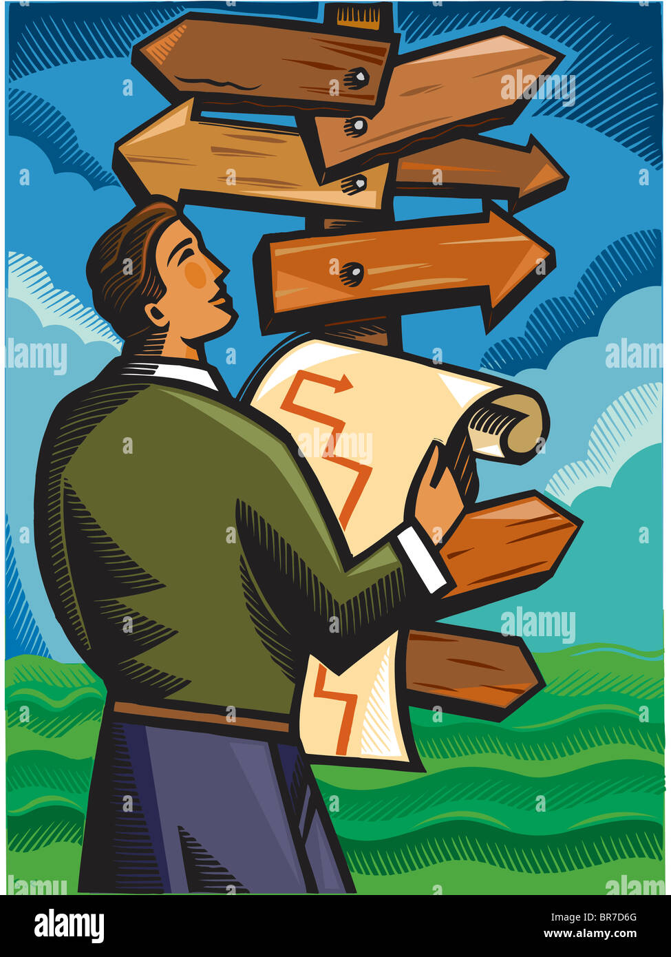 man deciding which direction to go Stock Photo - Alamy
