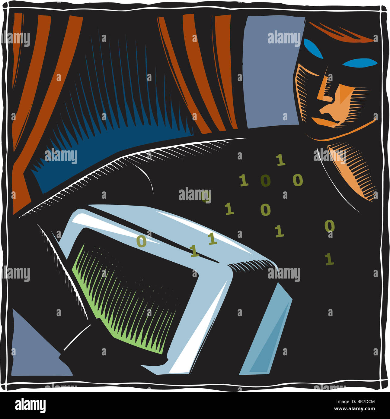 A masked thief stealing a computer Stock Photo - Alamy