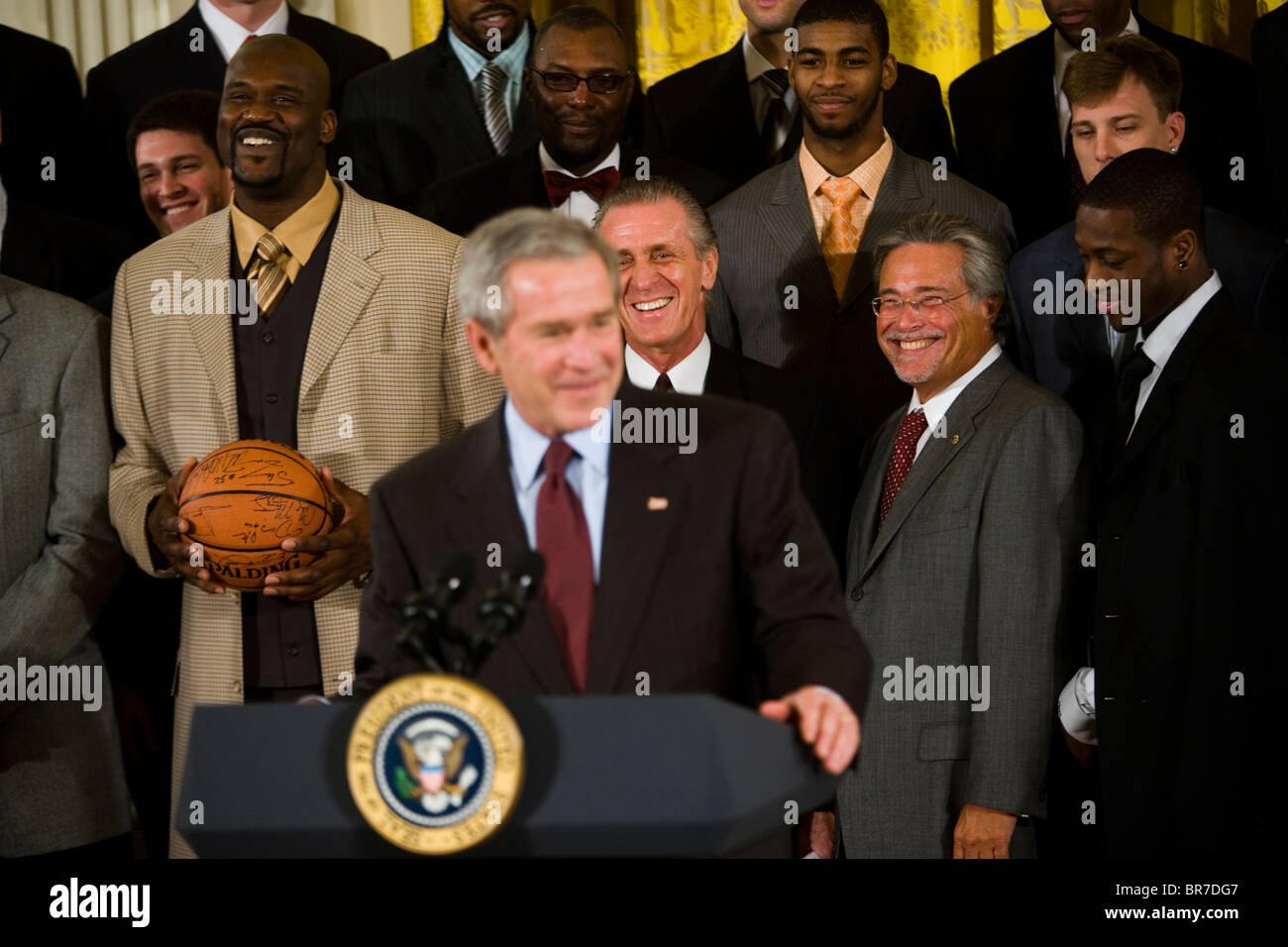 President Bush participates in a ceremony honoring the NBA Champion ...