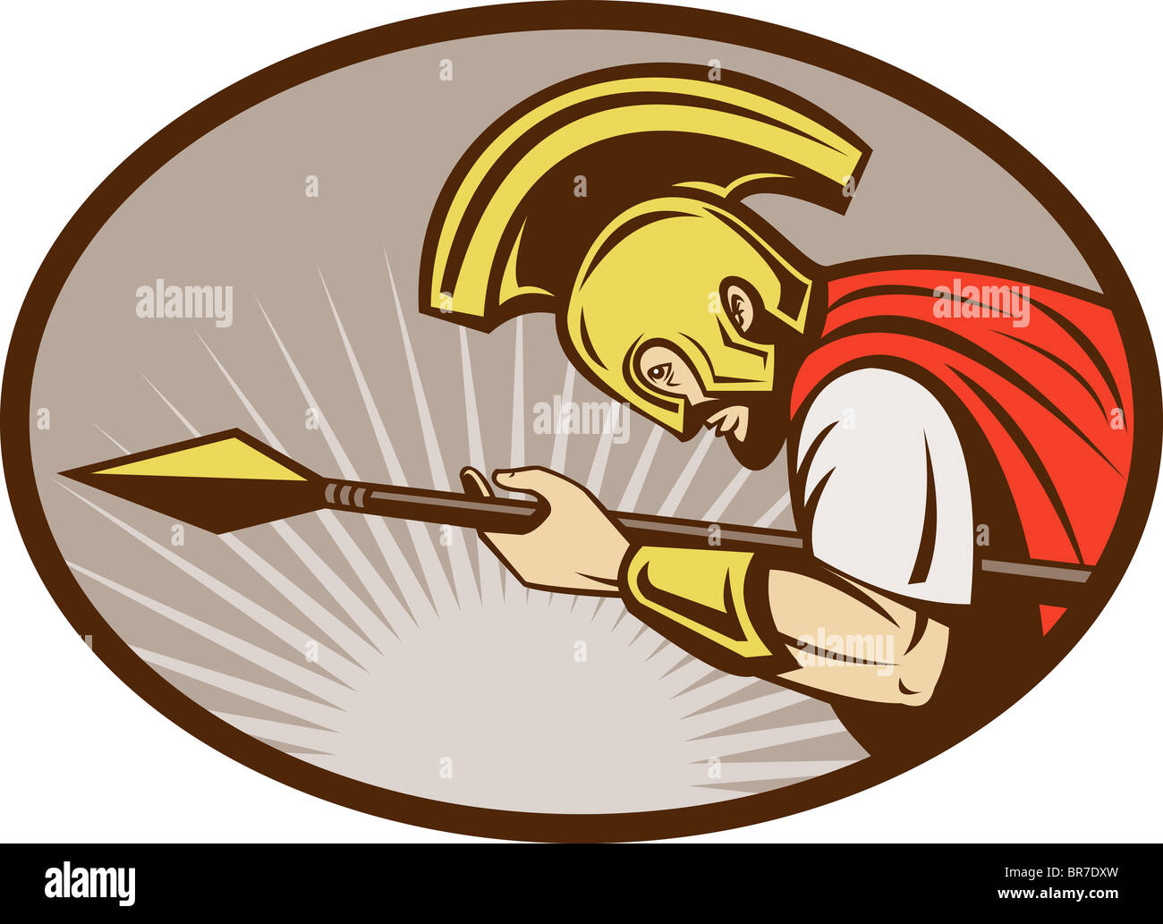 Roman soldier or gladiator attacking with spear illustration Stock ...