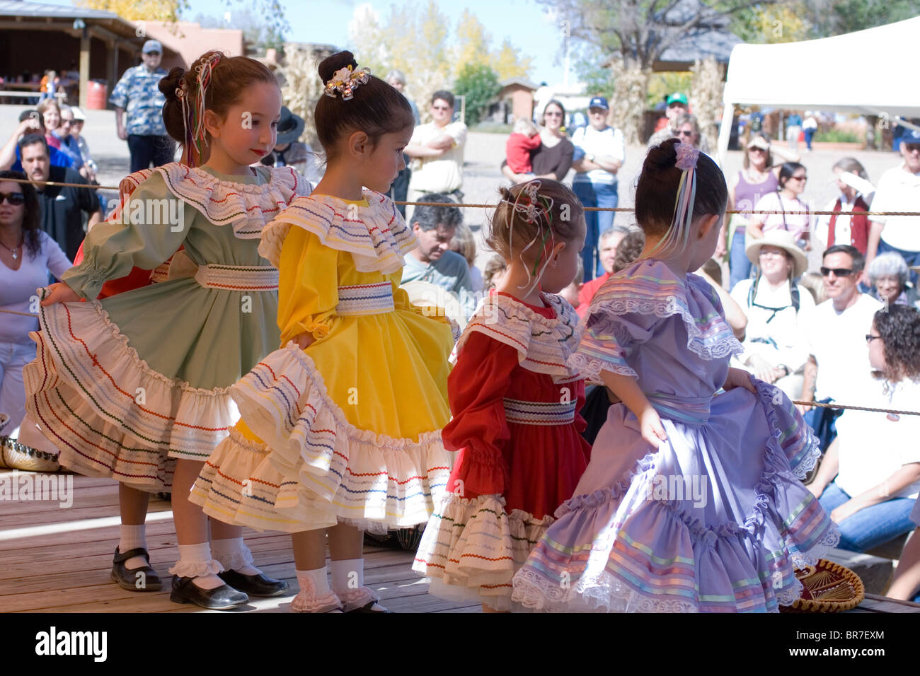 Four young girlsl preforming a folk dance Stock Photo - Alamy