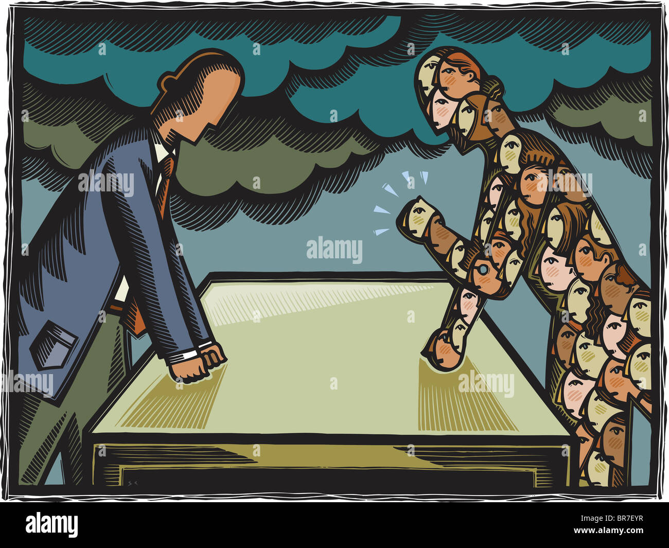 Two men arguing at a table Stock Photo - Alamy