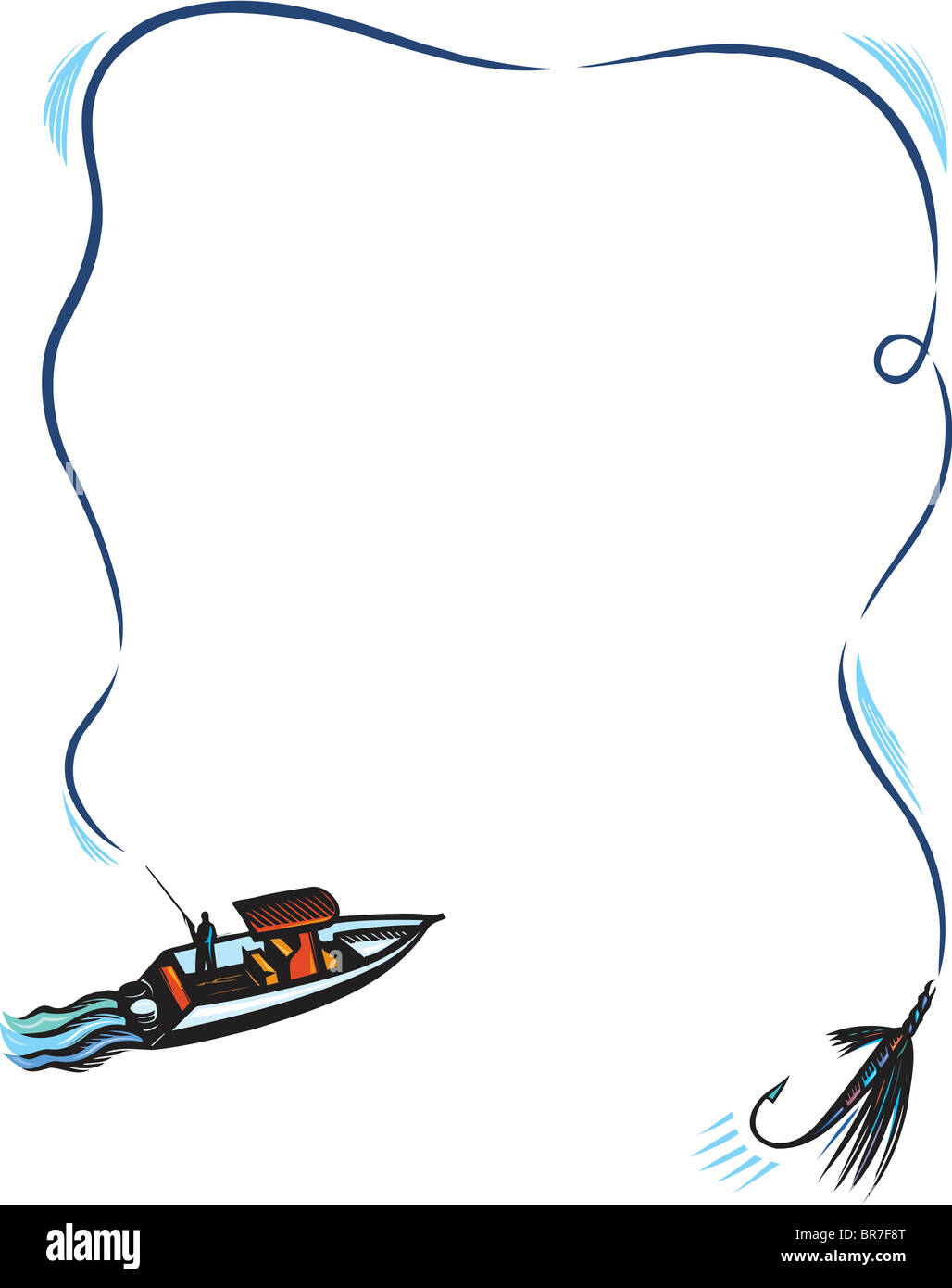 A rectangular border made of a flyfisherman on a boat Stock Photo - Alamy