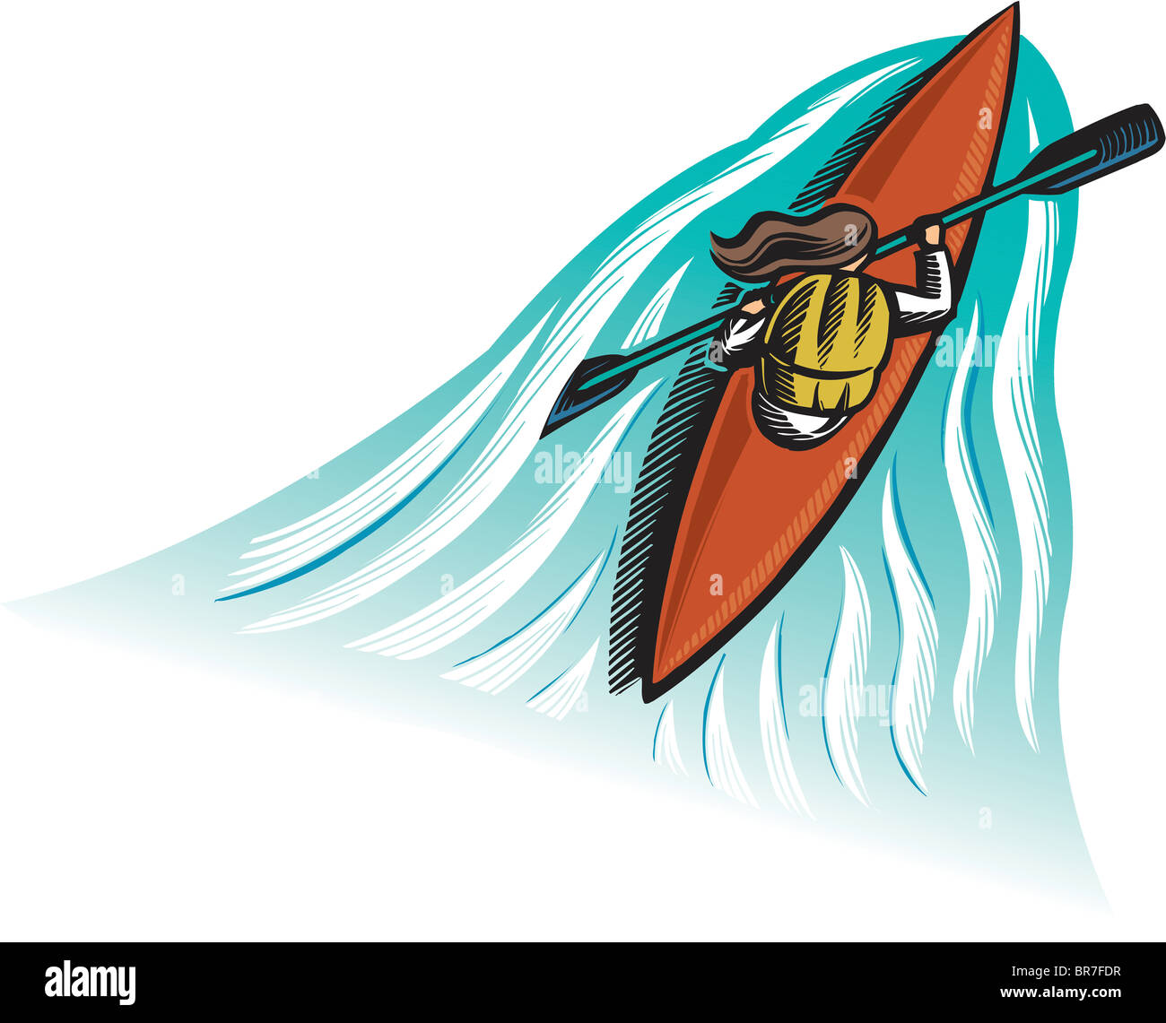 Woman in a red kayak Stock Photo - Alamy