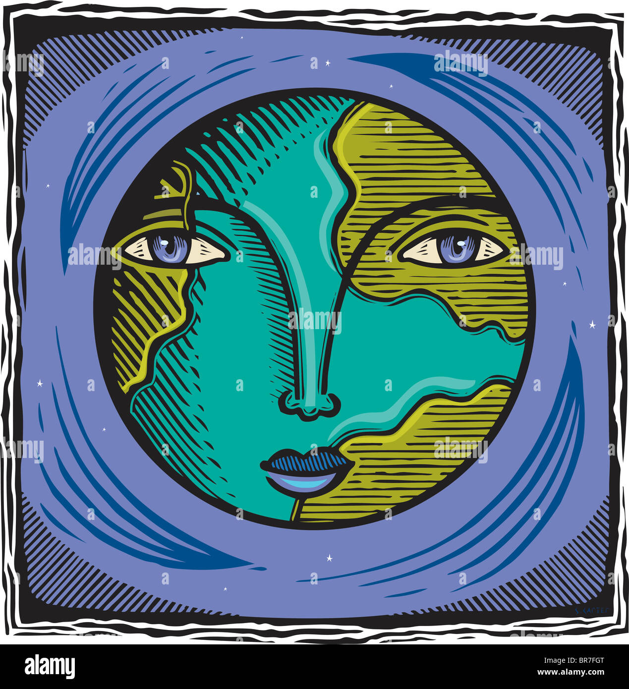 The Earth with a face Stock Photo - Alamy