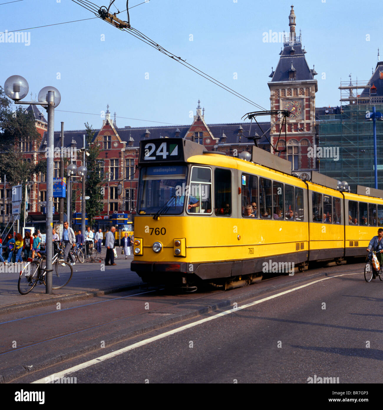 Tram outside central station, Amsterdam, Holland, Netherlands, Europe ...