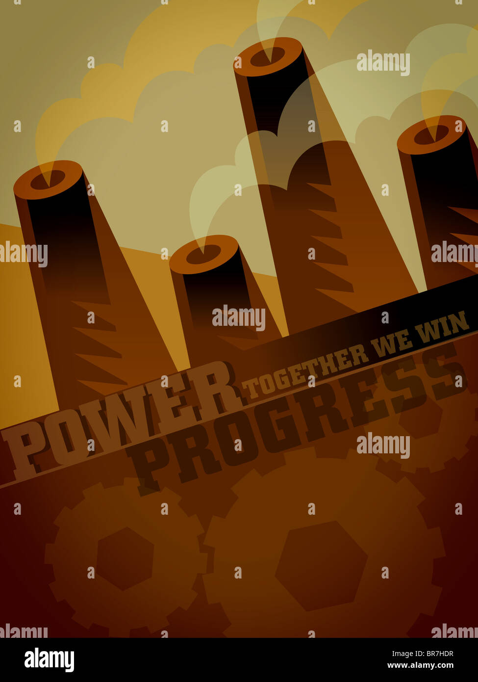 An illustration of power plants to indicate progress Stock Photo - Alamy