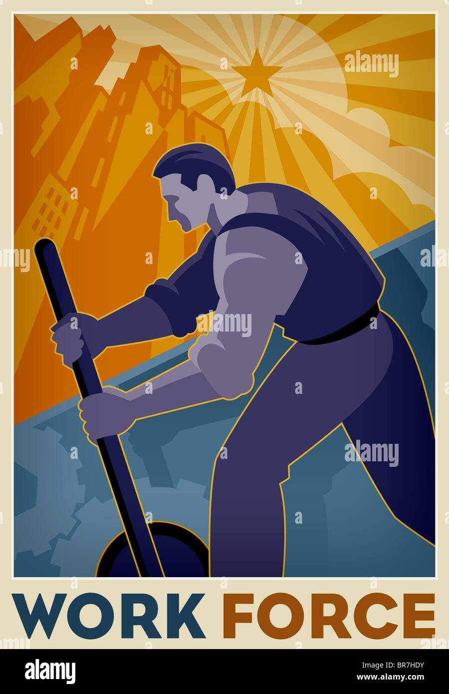 Illustration of a man at work Stock Photo - Alamy