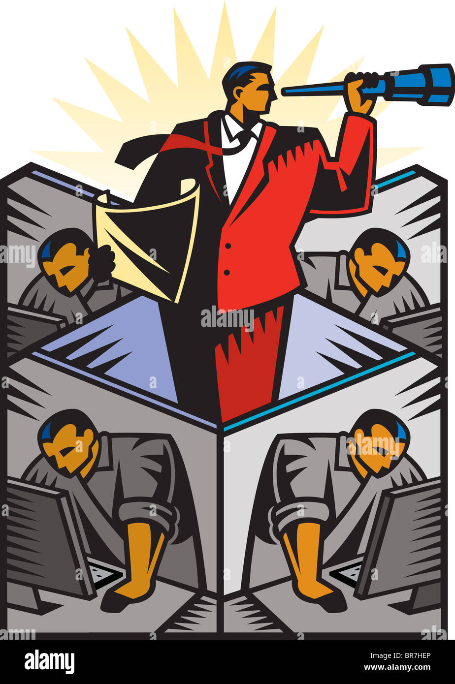 Man looking through telescope cartoon hi-res stock photography and ...