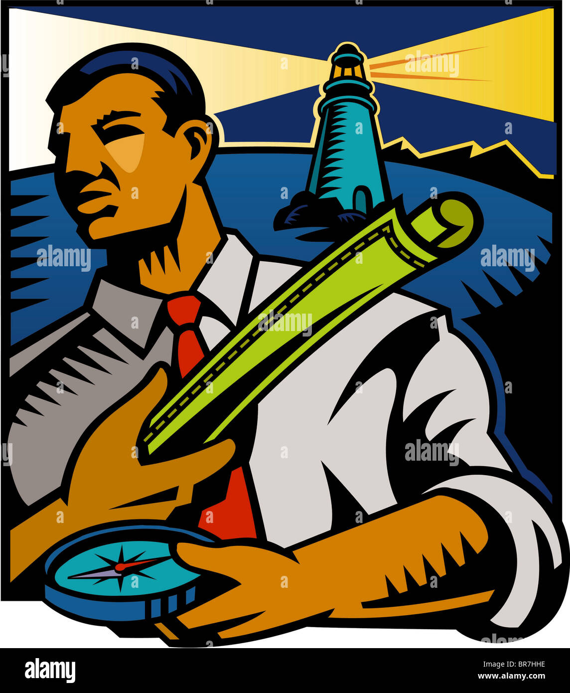Cartoon illustration man searching map hi-res stock photography and ...