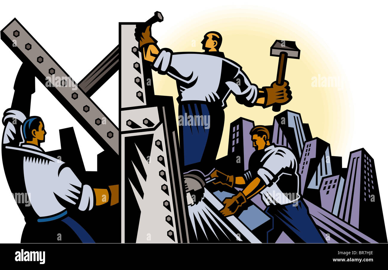 Team working cartoon builders hi-res stock photography and images - Alamy