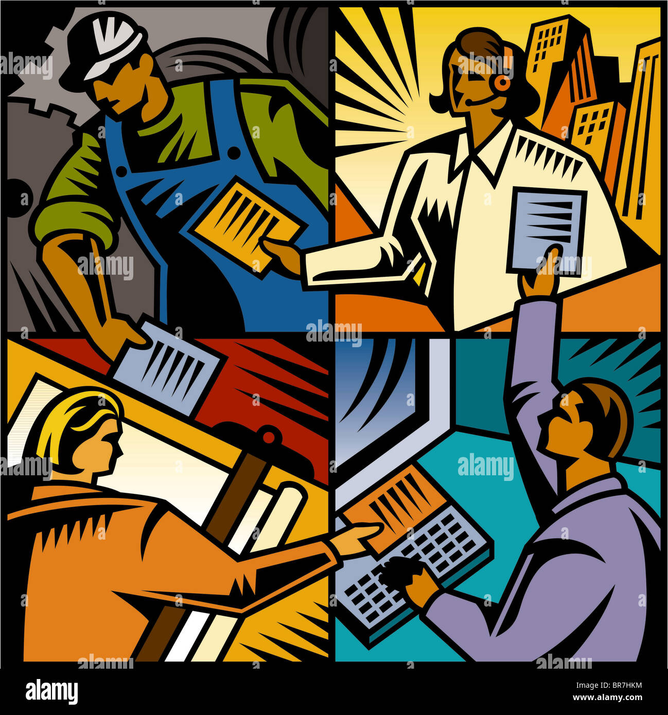 An illustration of communication between employees in various ...