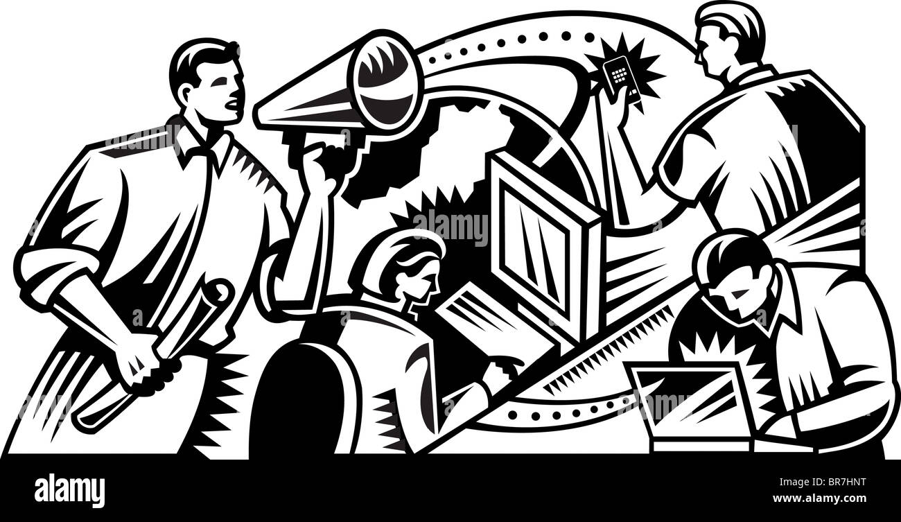 An illustration of communication in the workplace Stock Photo - Alamy