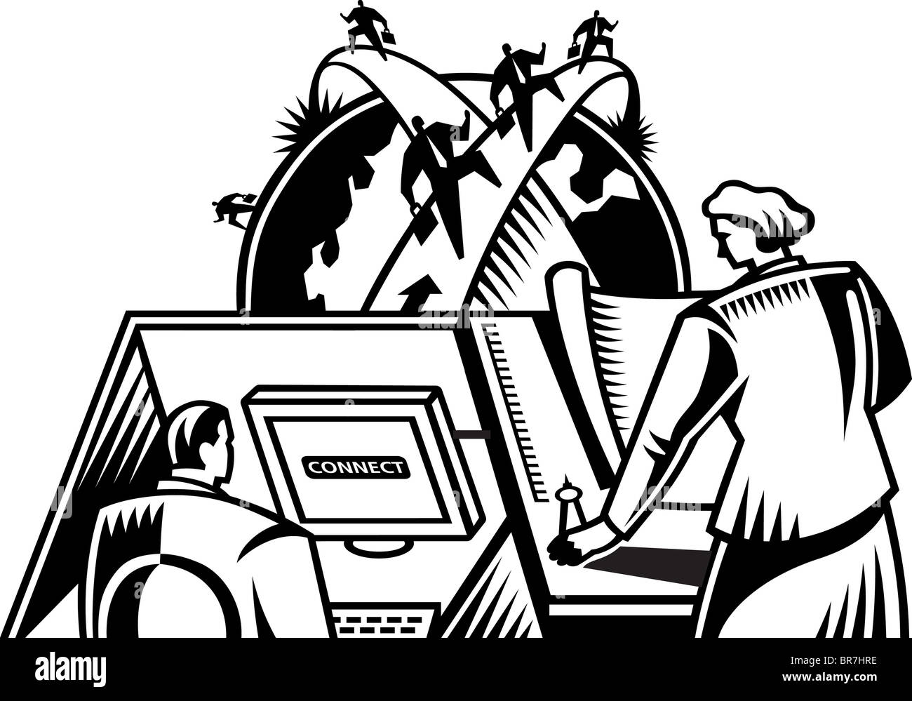 Cartoon illustration people connecting networking hi-res stock ...