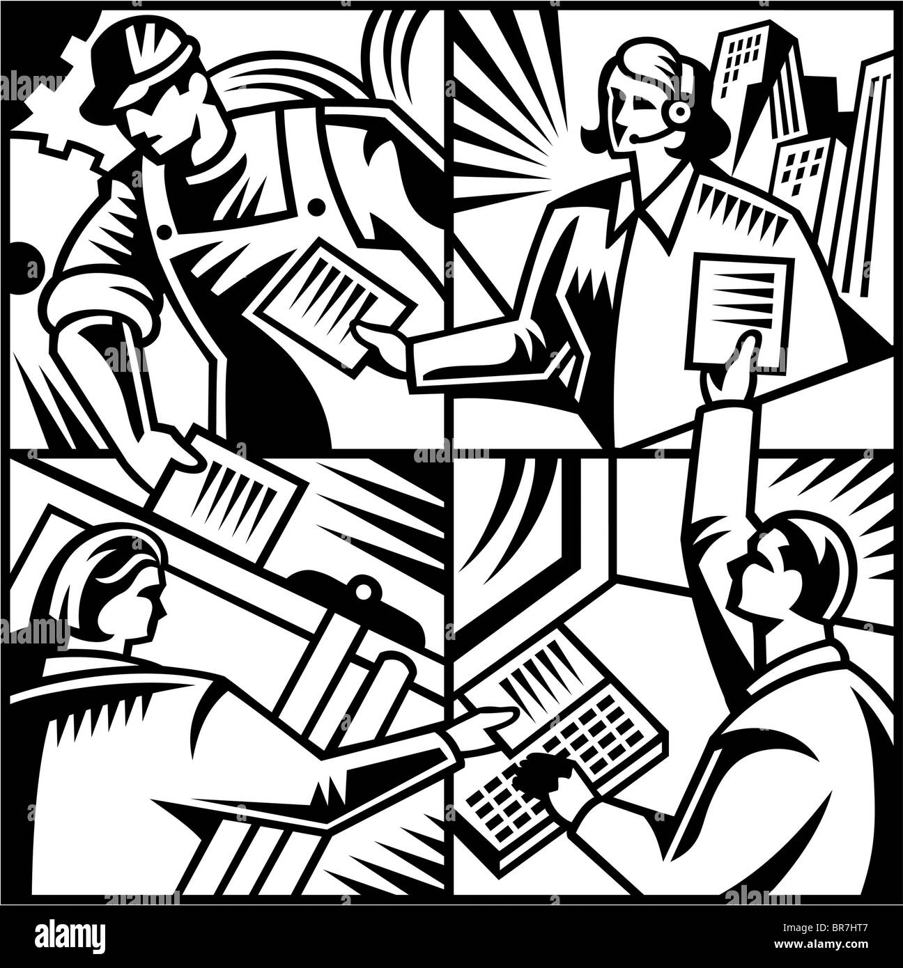 An illustration of communication between employees in various ...