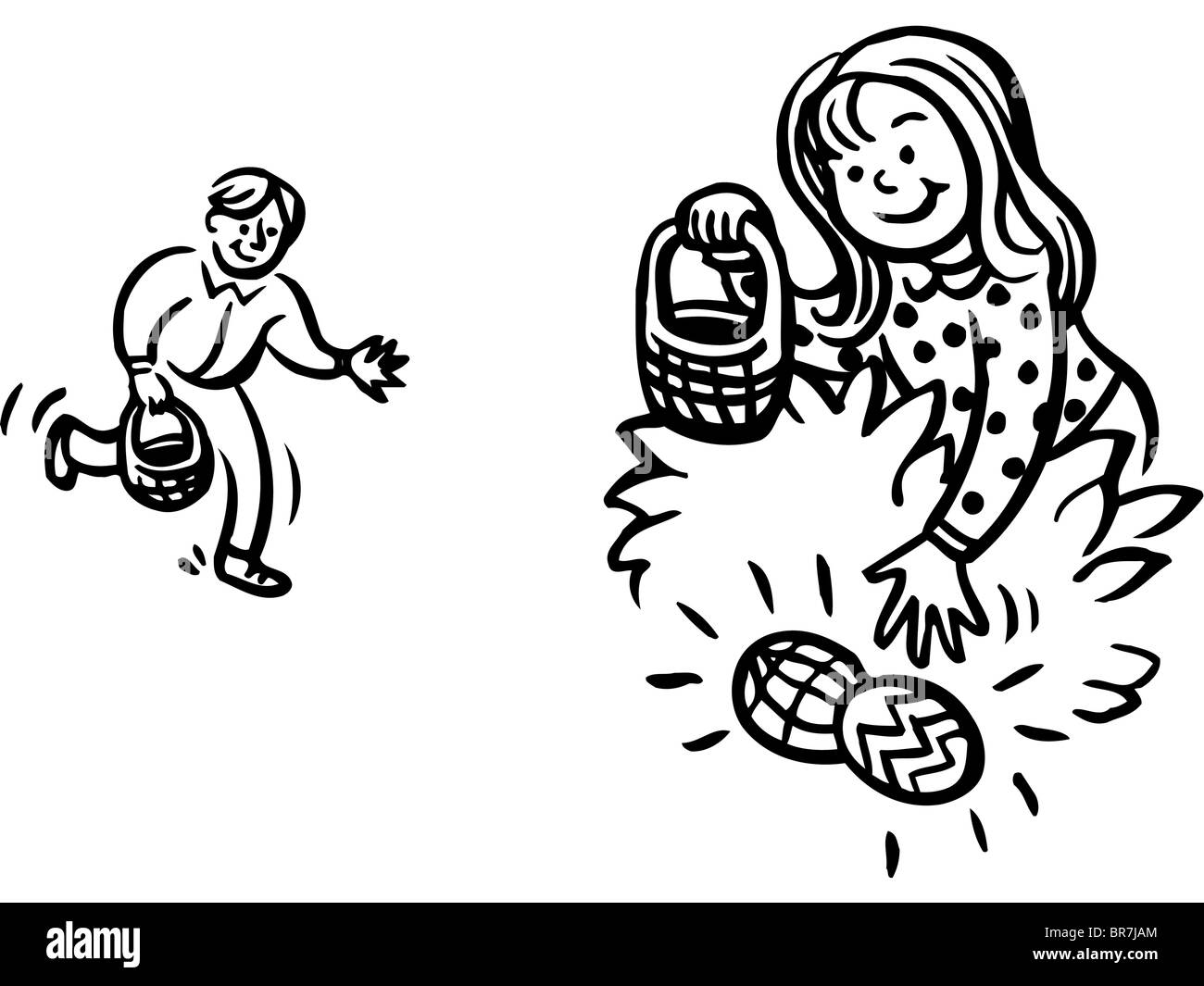 Easter Egg Hunt Clipart Black And White