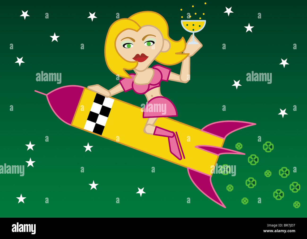 Rocket cartoon woman hi-res stock photography and images - Alamy