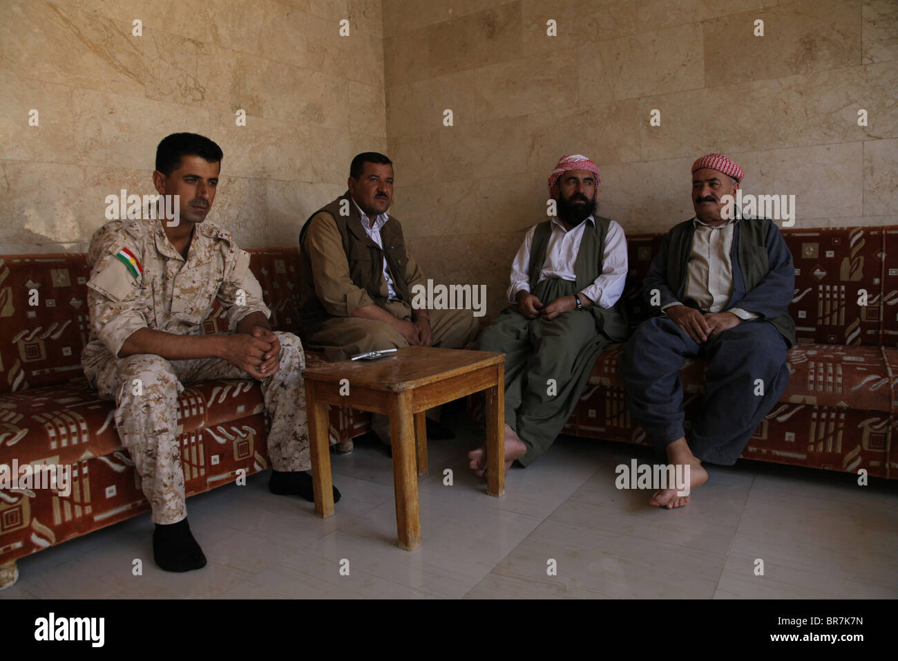 Yazidi men in the village of Lalish situated in the Shekhan District of ...