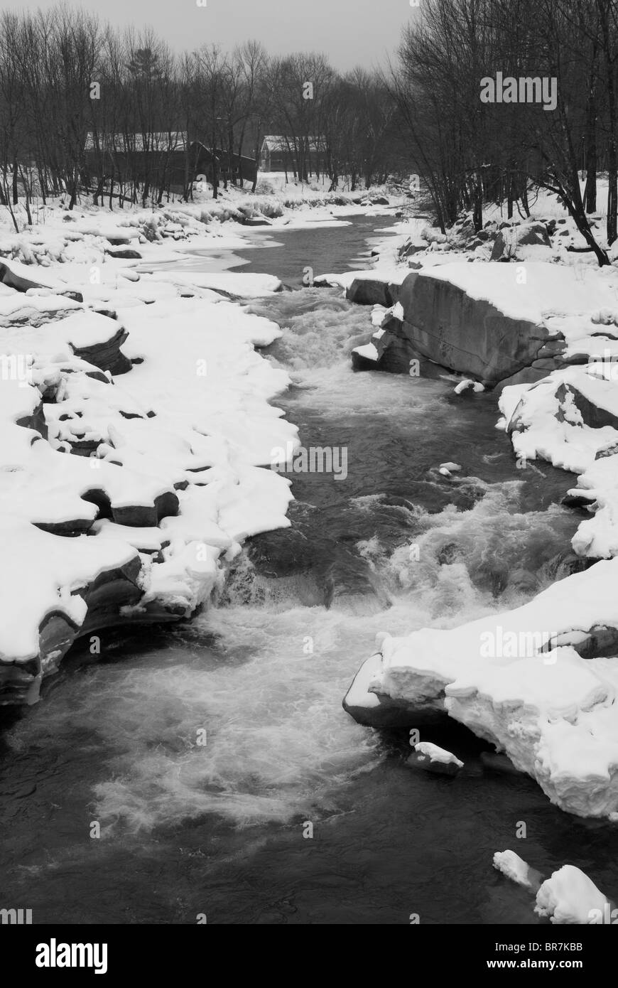 Snowy river in Maine Stock Photo - Alamy