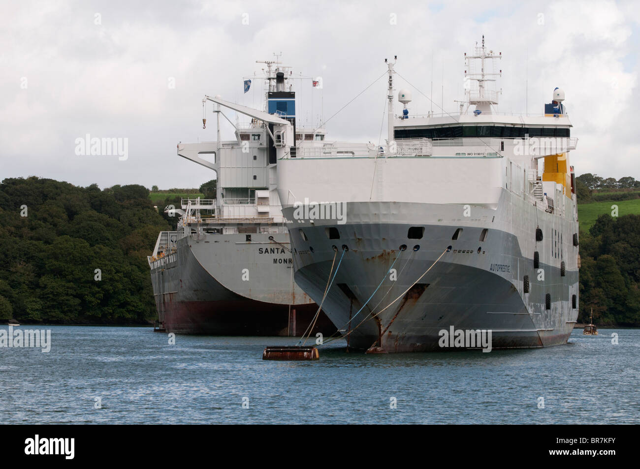 laid up shipping on the river Fal Stock Photo - Alamy