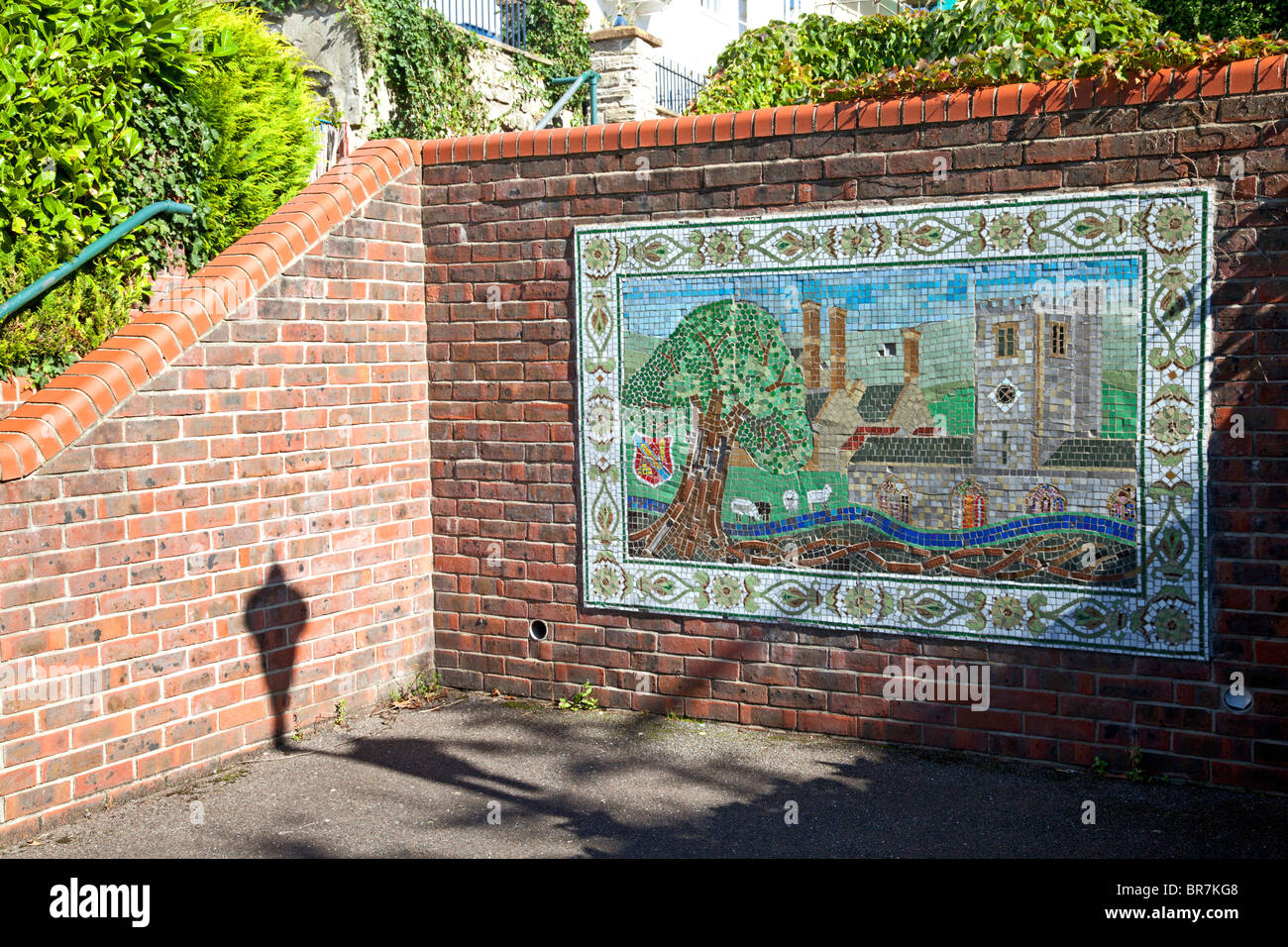 Mosaic showing scenes from the town's history, Axminster, Devon Stock ...