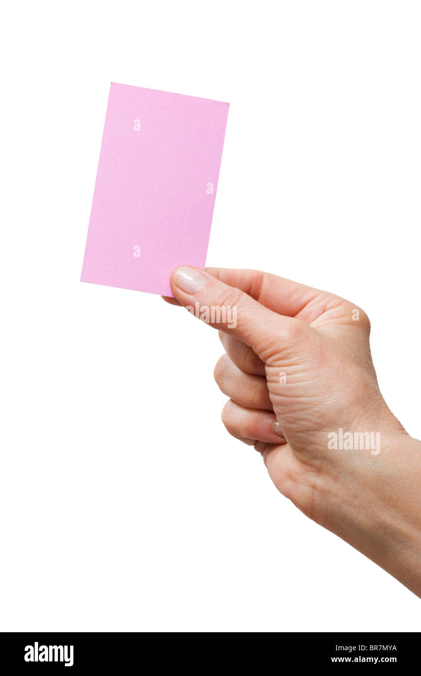 hand holding a pink sheet of paper Stock Photo - Alamy