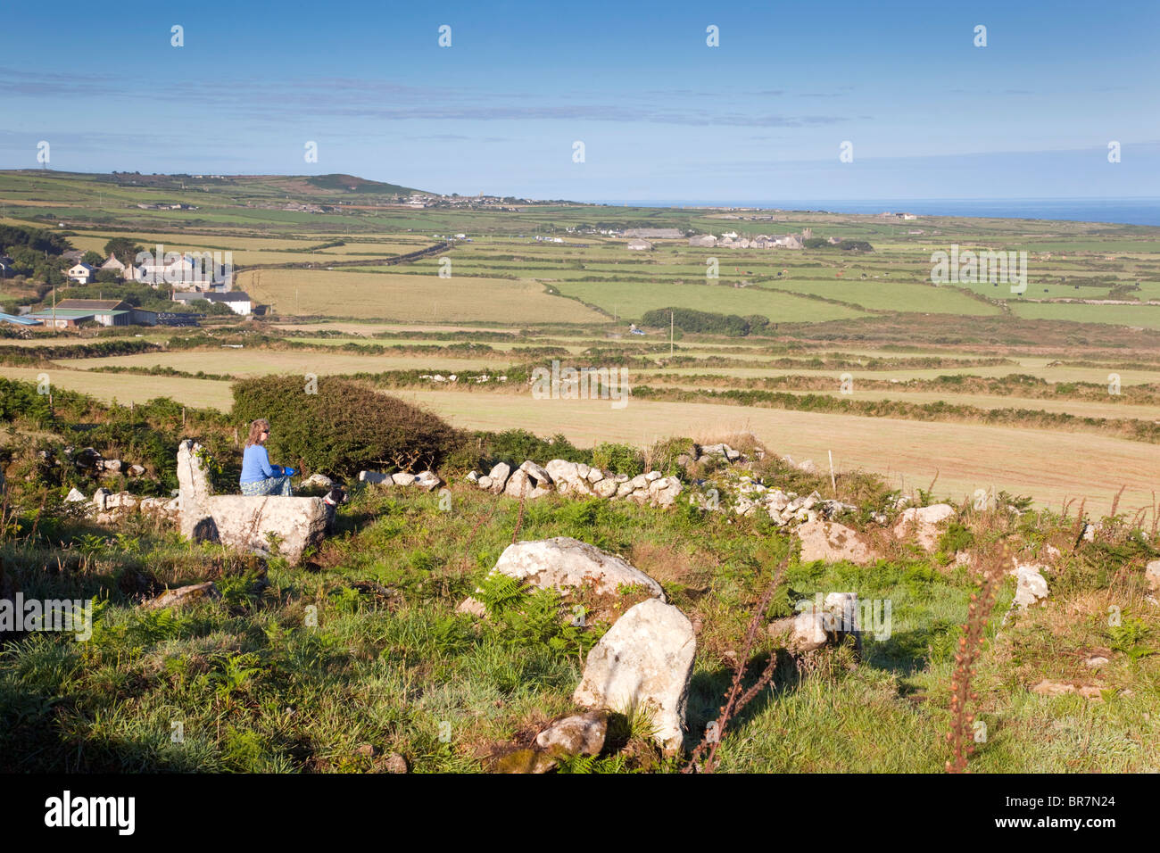 Trevean Farm; looking to the coast; near Morvah; Cornwall Stock Photo ...