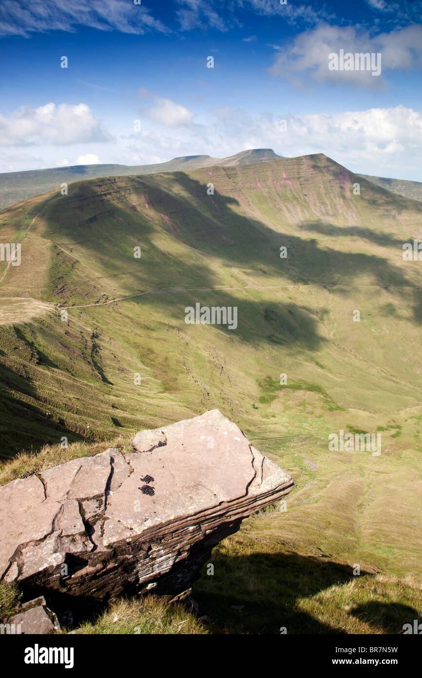 Pen y Fan and Cribyn mountain from Fan y Big; Brecon Beacons; Wales ...
