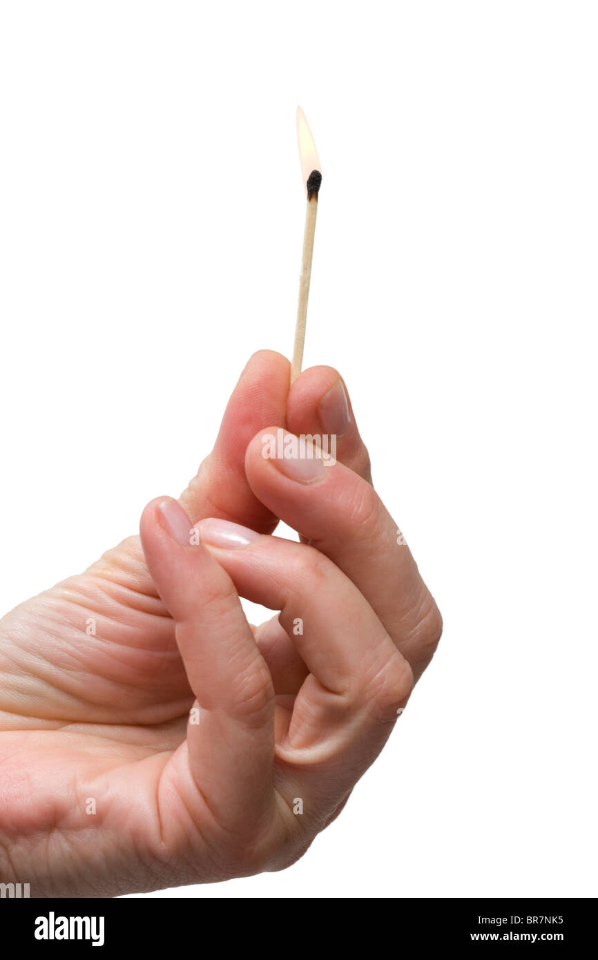 hand holding a matchstick Stock Photo - Alamy