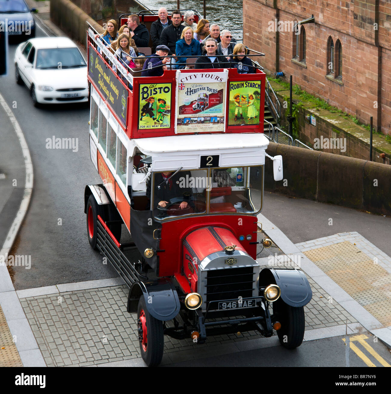 Chester City Tours bus near the River Dee, Chester, Cheshire, England ...