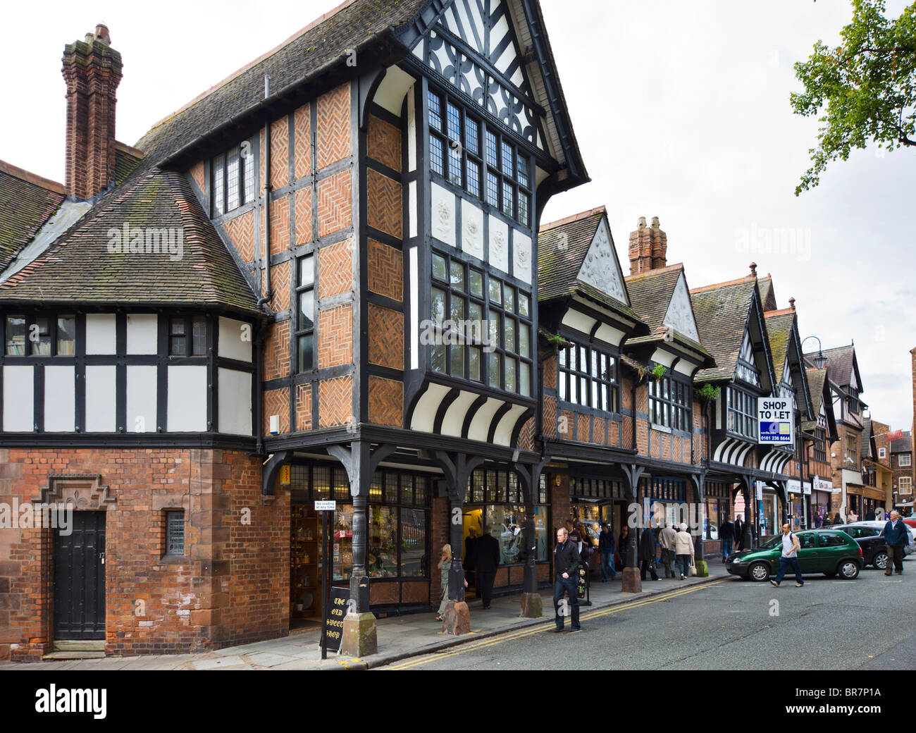 Historic shops in the city centre, Chester, Cheshire, England, UK Stock ...