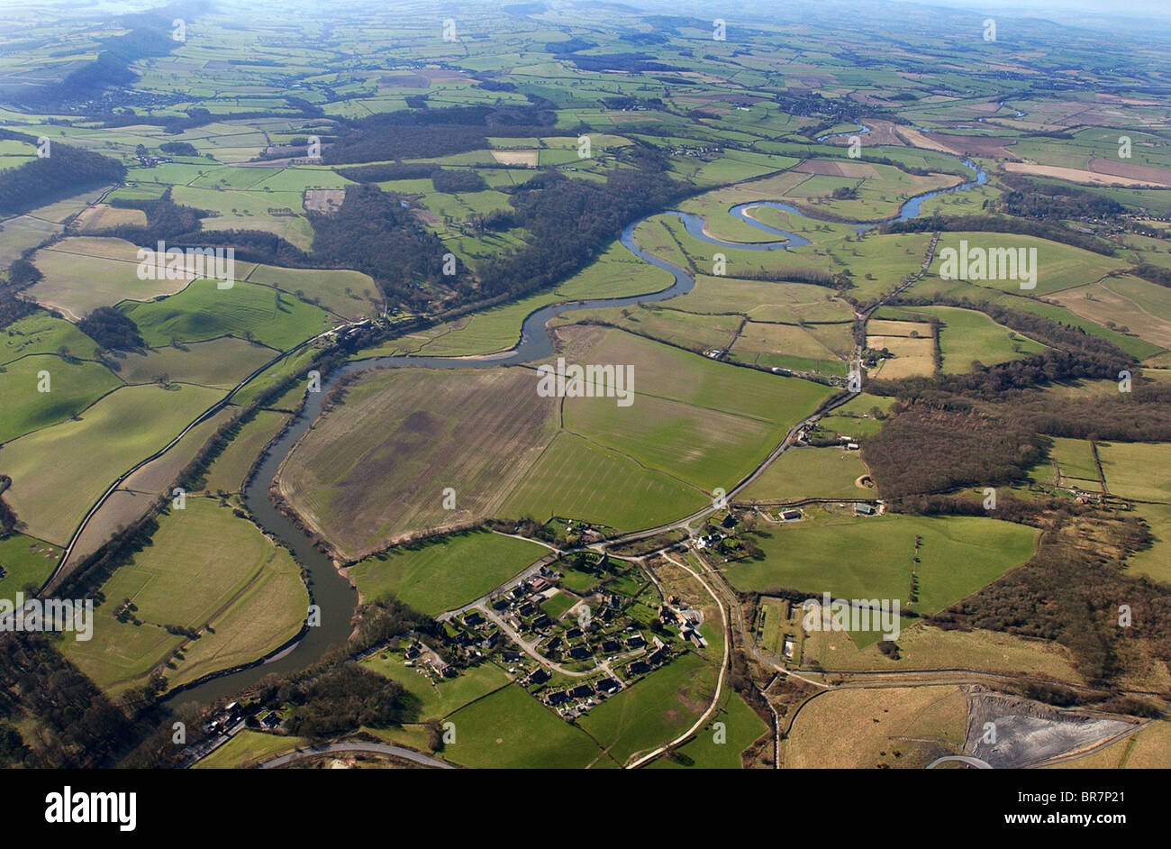 Aerial view of the River Severn meandering between Buildwas and ...