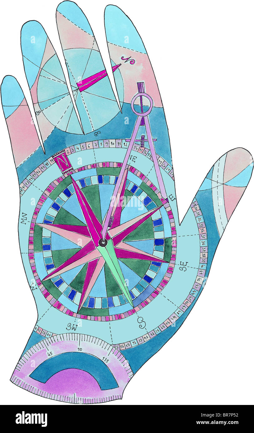 Compass protractor hands hi-res stock photography and images - Alamy