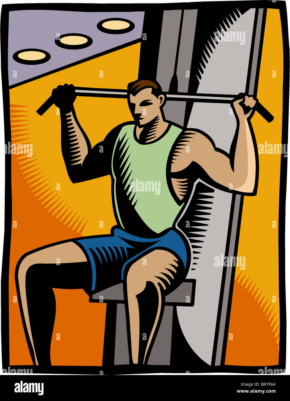 A man using the lateral pull Stock Photo - Alamy