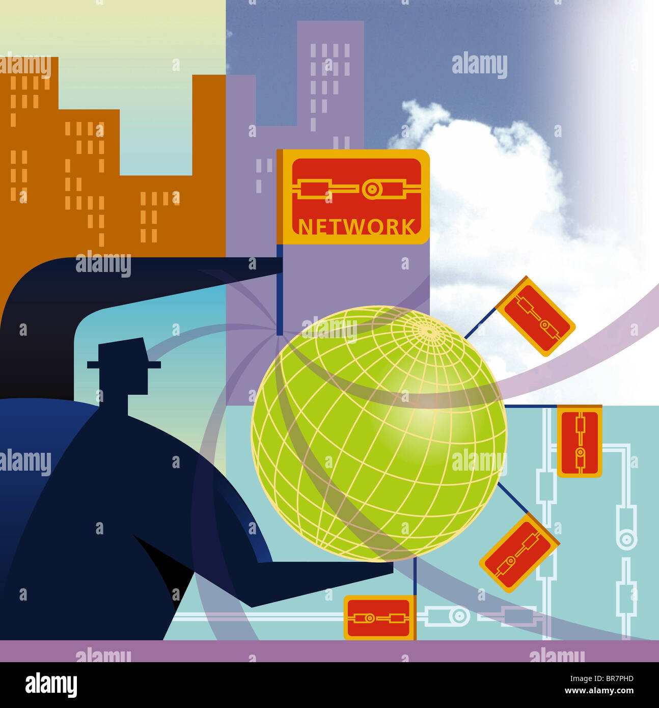 A drawing of a network service provider Stock Photo - Alamy