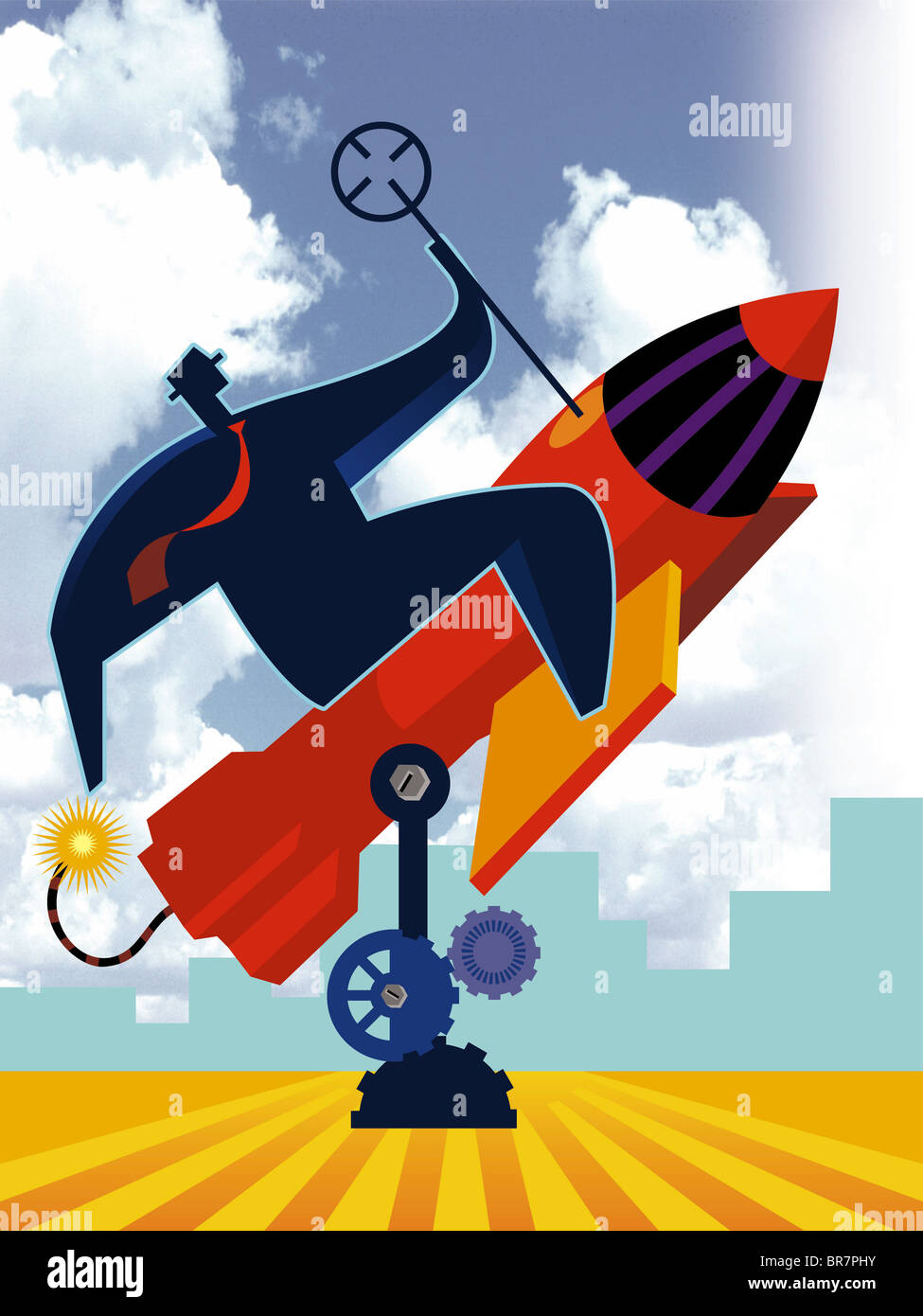 Man sitting on rocket ship hi-res stock photography and images - Alamy