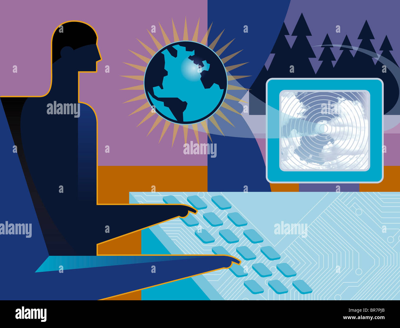 Man typing cartoon hi-res stock photography and images - Alamy