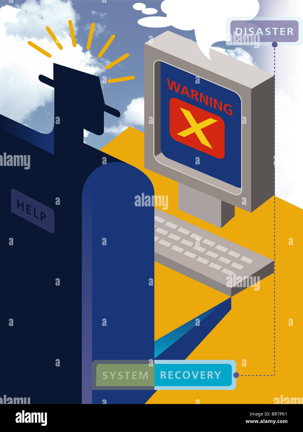 A user attempting to recover a crashed computer system Stock Photo - Alamy